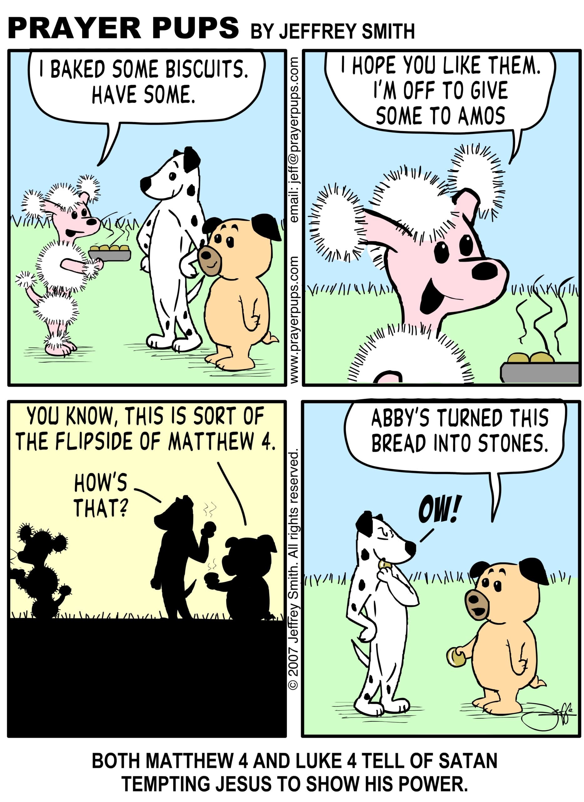 Matthew 4:3 - Stones Into Bread | Christian Cartoons From Prayer Pups ...