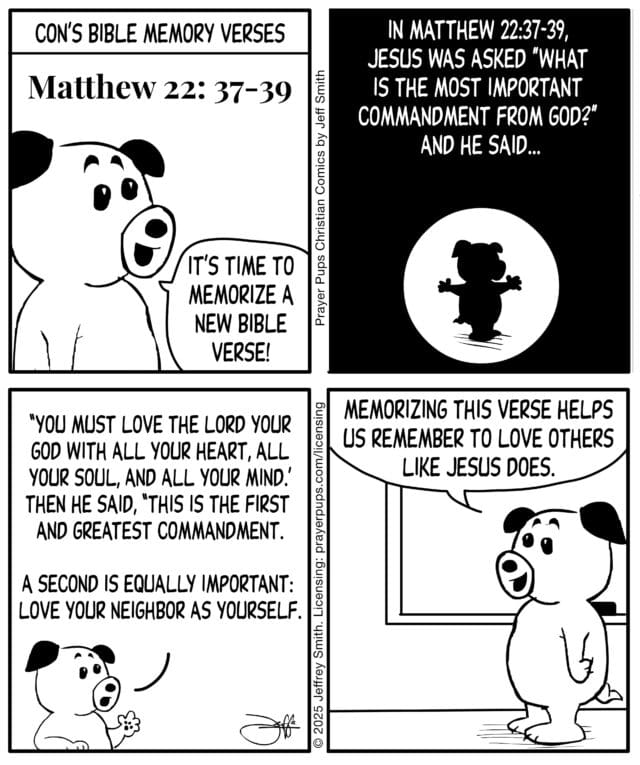 Con's Big Bible Memory Verse - Matthew 22:37-39 | Christian Cartoons ...